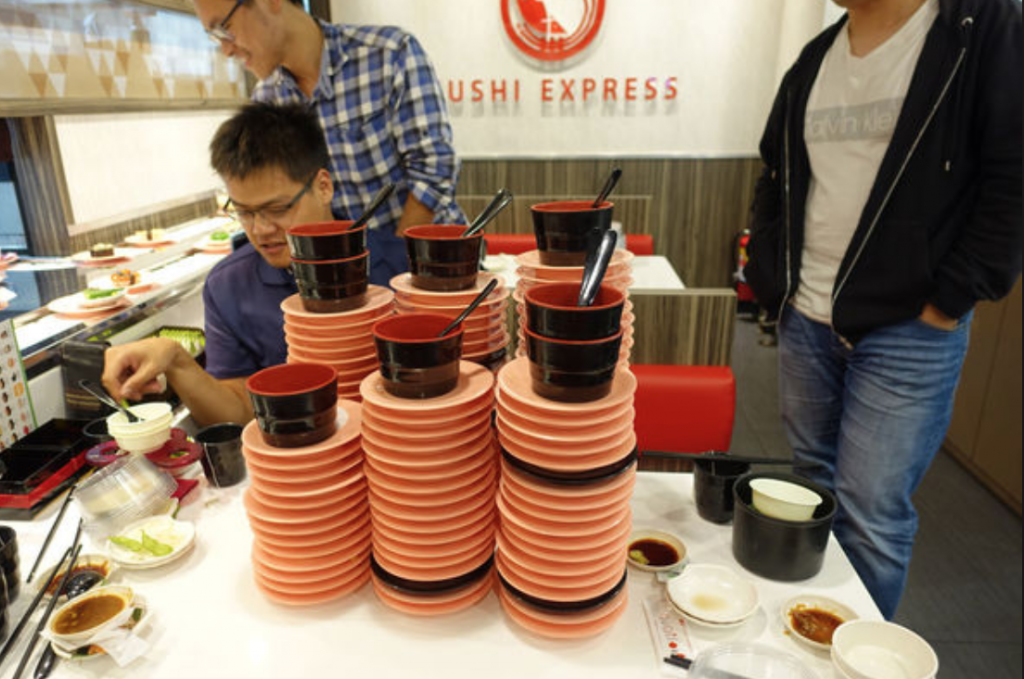 Sushi eating competition at Sushi Express, Kwun Tong - Dimsum Daily