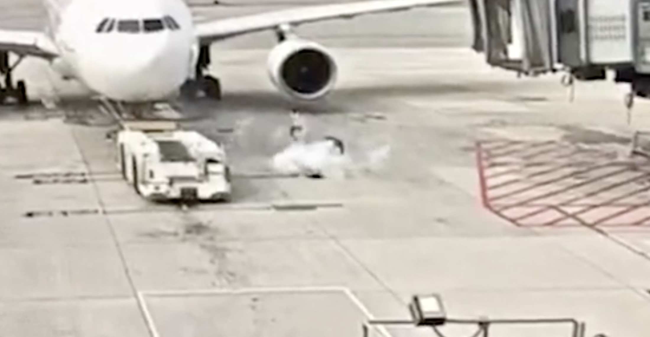 Tyre of aircraft tow truck explodes and flies off in the air for more ...
