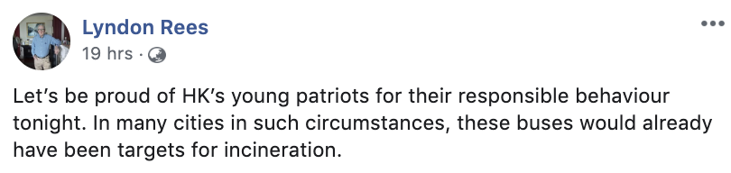 Lyndon Rees, founder of Citybus Hong Kong Commends the young protestors ...