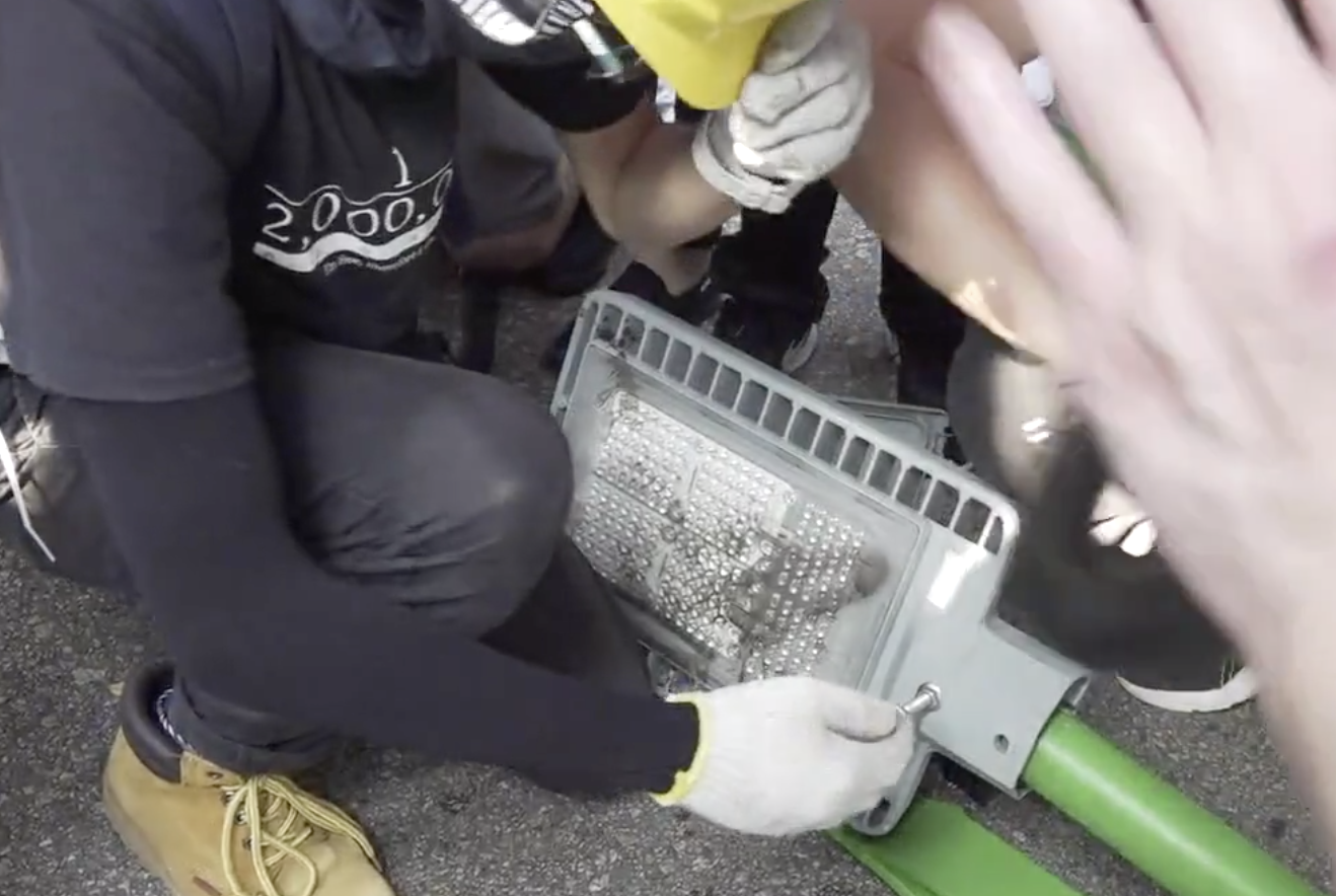 Protesters topple and damage multifunctional street lamps to locate ...