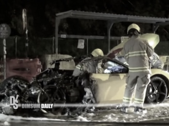 Engine of yellow Ferrari 458 catches fire on its own in Sai Kung ...