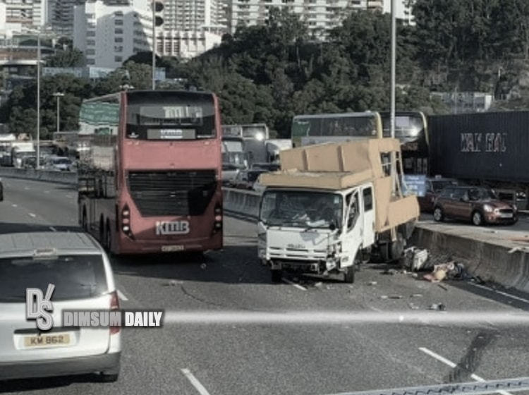 Truck collides with KMB bus on Tsing Kwai Highway, 3 injured - Dimsum Daily