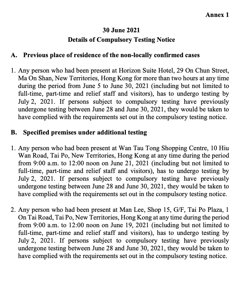 Persons present at 3 specified premises including Horizon Suite Hotel ...