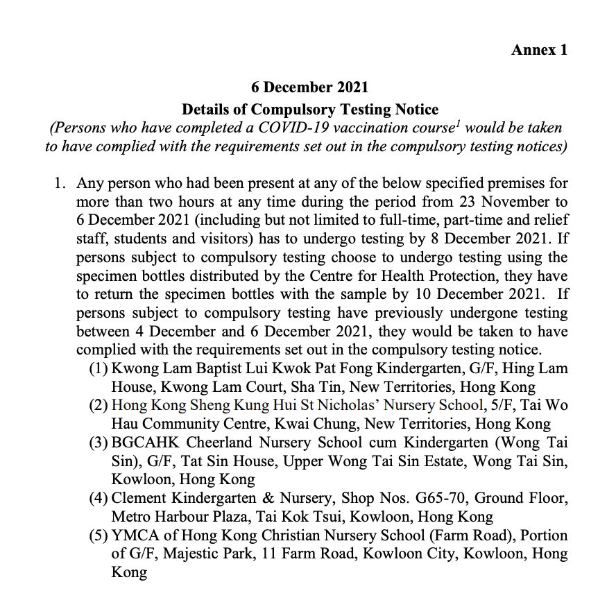Persons present at 8 specified premises to undergo compulsory virus ...