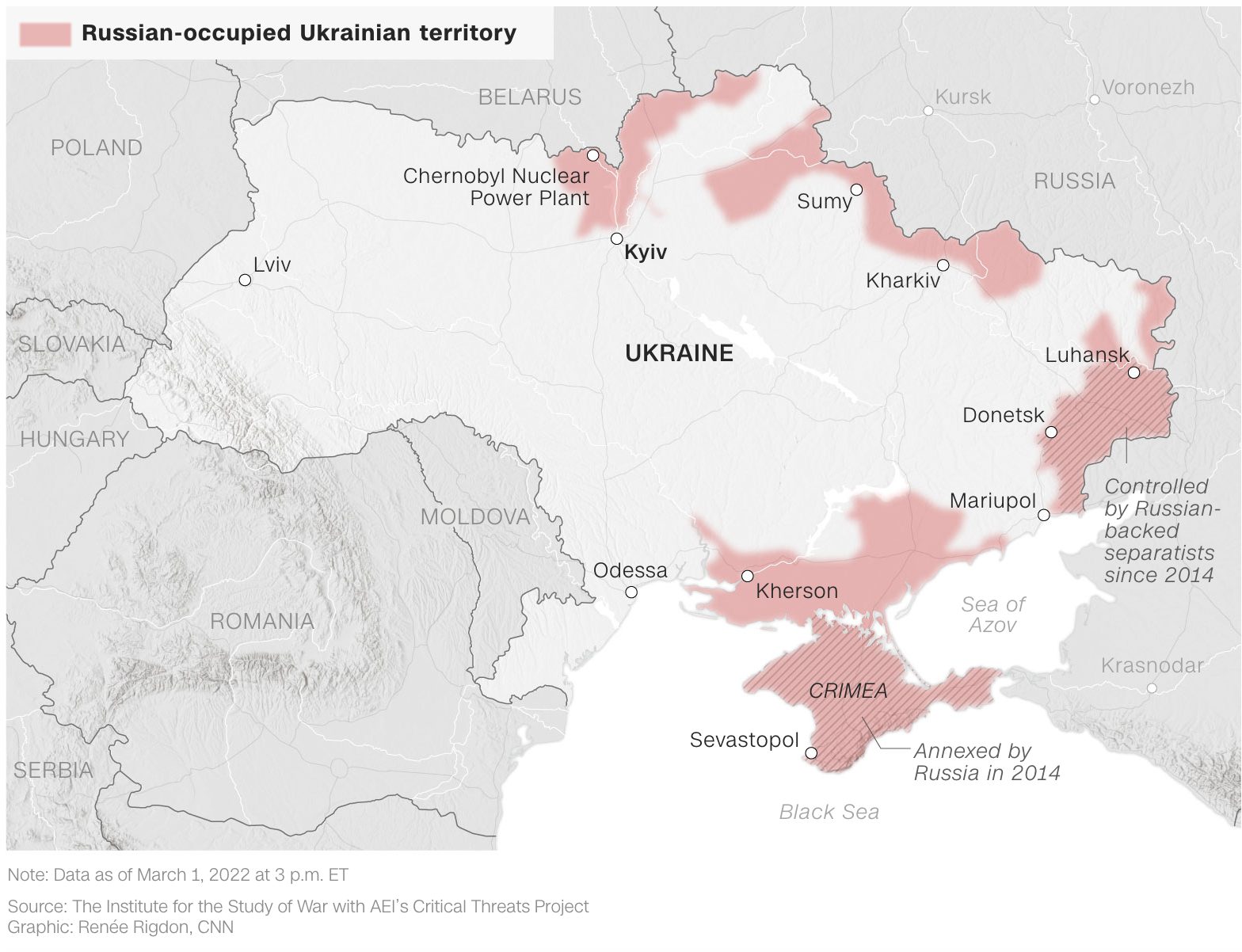 Key city areas of Ukraine occupied by invading Russian forces - Dimsum ...