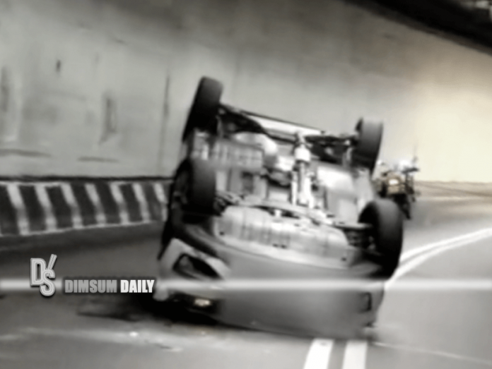 Car overtuns in Lin Cheung Road Tunnel in Yau Ma Tei - Dimsum Daily