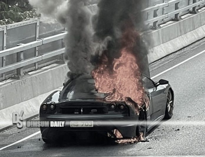 Ferrari catches fire on Shing Mun Tunnels Road - Dimsum Daily