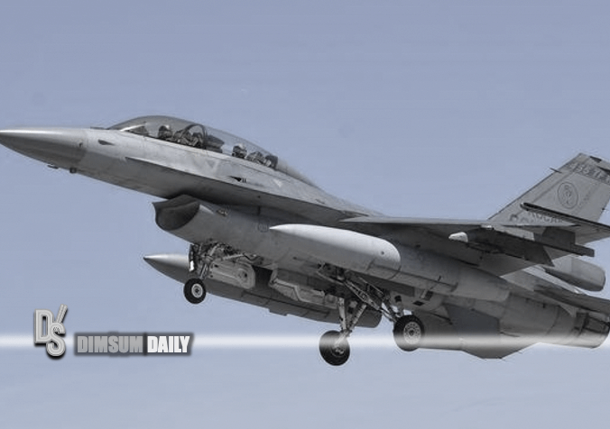 Taiwanese F-16 fighters roar into the night sky on Wednesday in a show ...