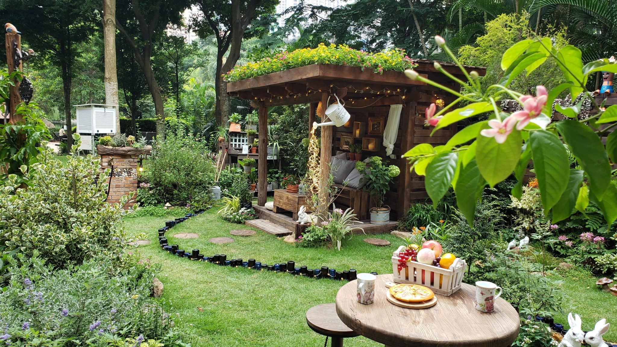 Themed garden plots in Oriental and Western styles set up at designated ...