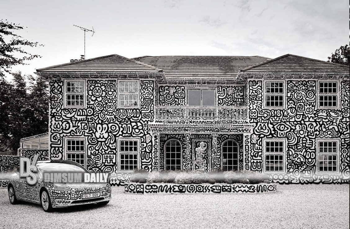 British artist Sam Cox shows off his new home with signature doodle art ...