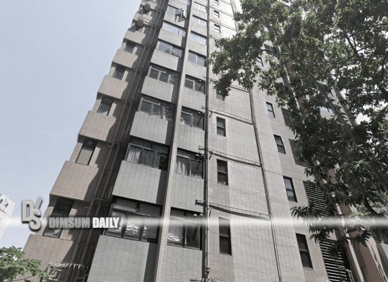Foreign man sits precariously at apartment window of Chung Tak Mansion ...
