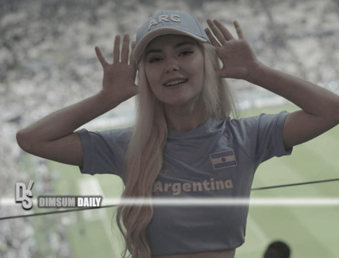 Pornhub's well-known adult actress Eva Elfie spotted during semi-final match against Croatia in ...