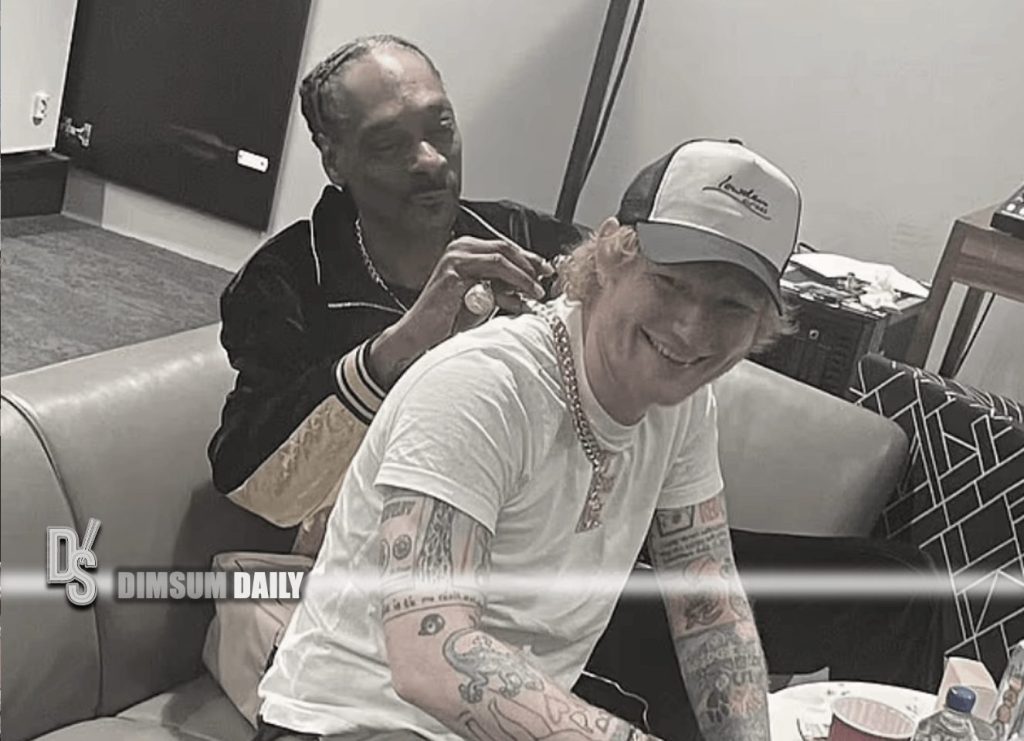 American rapper Snoop Dogg gifts singer Ed Sheeran and actor Russell ...