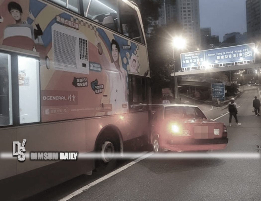 KMB bus collides with taxi in Kowloon Bay - Dimsum Daily
