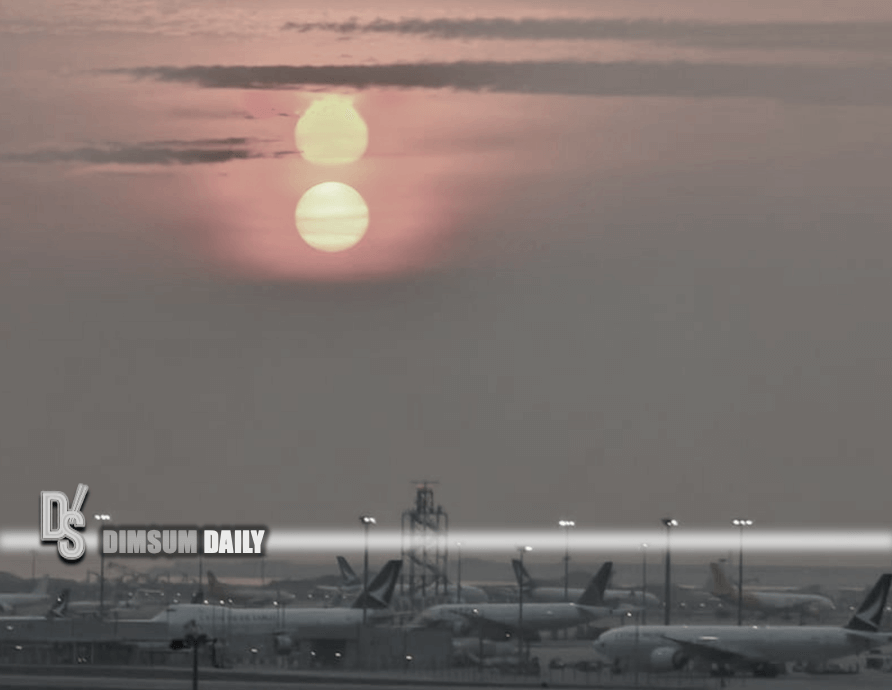 Spectacular double sun phenomenon captured at Chek Lap Kok Airport ...