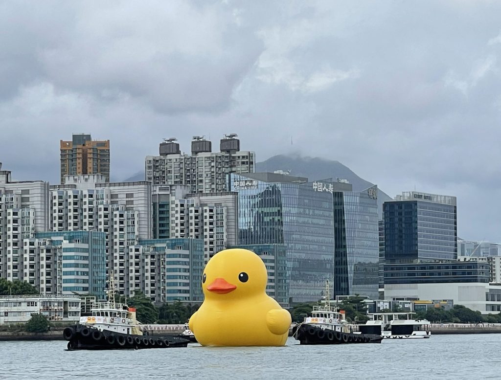 Rubber Duck swims from Central to K11 MUSEA, citizens brave bad weather ...