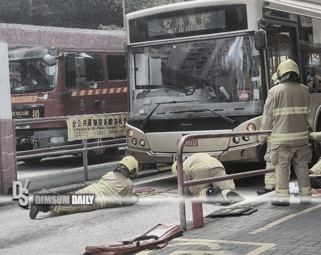 Woman trapped under KMB bus at Oi Man Estate Bus Terminus - Dimsum Daily