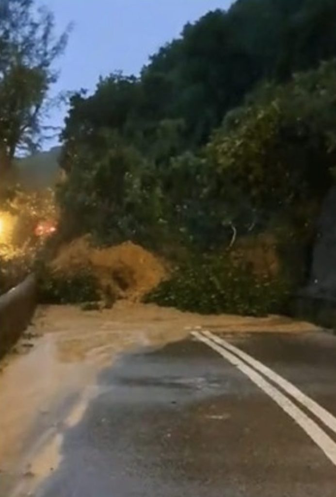 Shek O Village and Big Wave Bay cut off by mudslide and road collapse ...