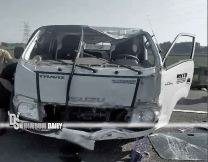 Overloaded van crashes into roadside barrier in Pangasinan province ...