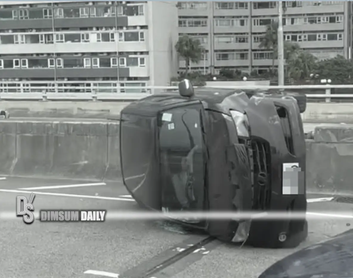 Private car flips over after collision on Island Eastern Corridor ...