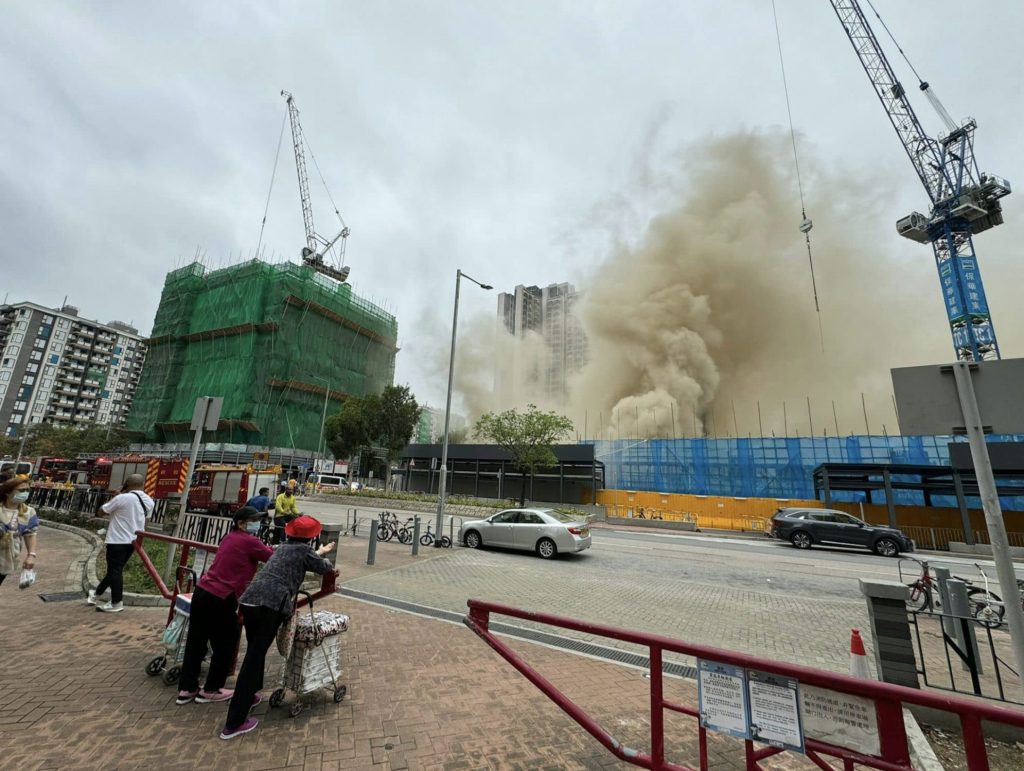 No.3 alarm fire breaks out at Tin Shui Wai construction site, prompting ...