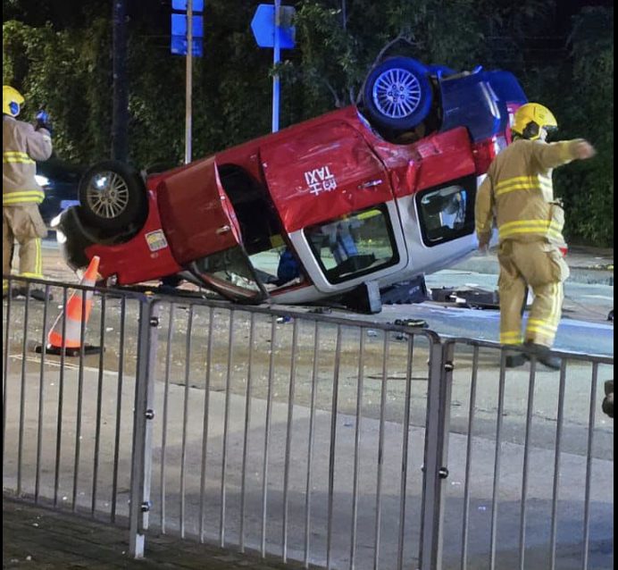 Head-on collision of two taxis in Kowloon Tong leaves one vehicle ...