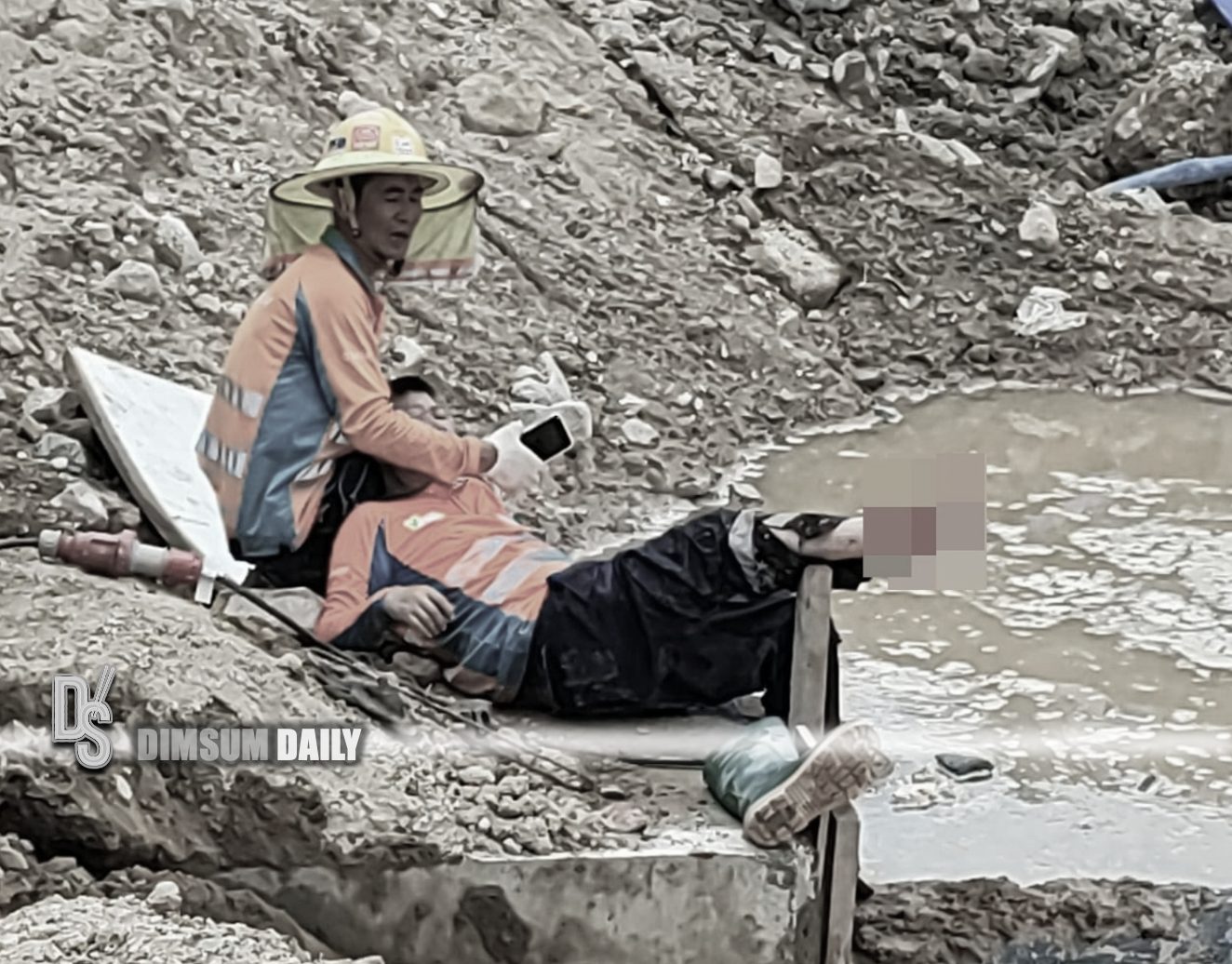 Male worker at airport construction site suffers severe foot injury ...