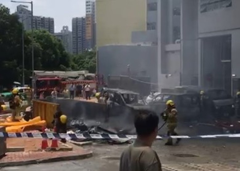 Multiple cars engulfed in flames at Fu Tip Estate in Tai Po