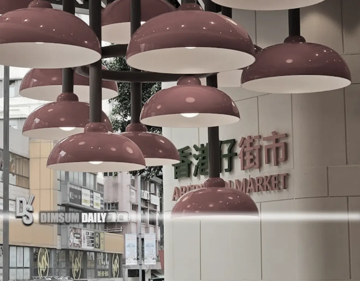 Two fish stalls at Aberdeen Market splashed with red paint