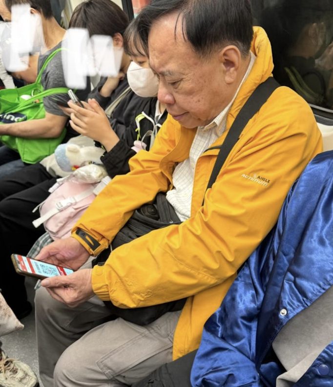 TVB actor Wong Chi-wing spotted on MTR train
