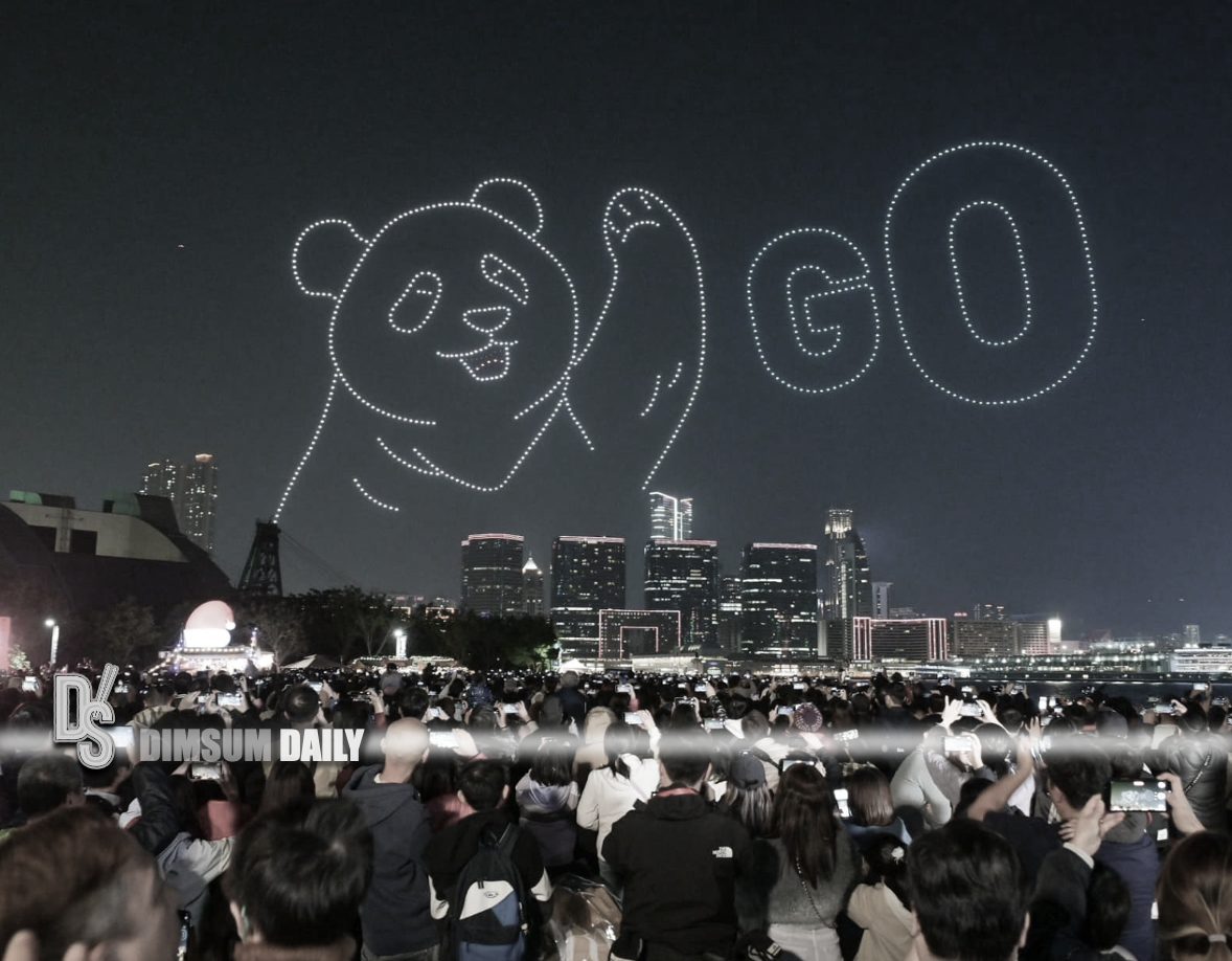 PANDA GO! Drone Show debuts with fireworks display above West Kowloon ...