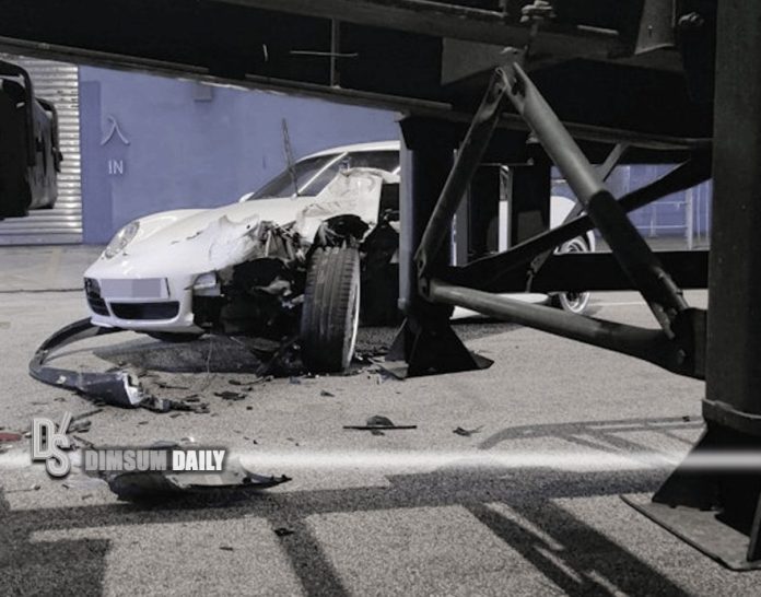 Porsche 911 crashes into container truck in Tsing Yi, driver arrested