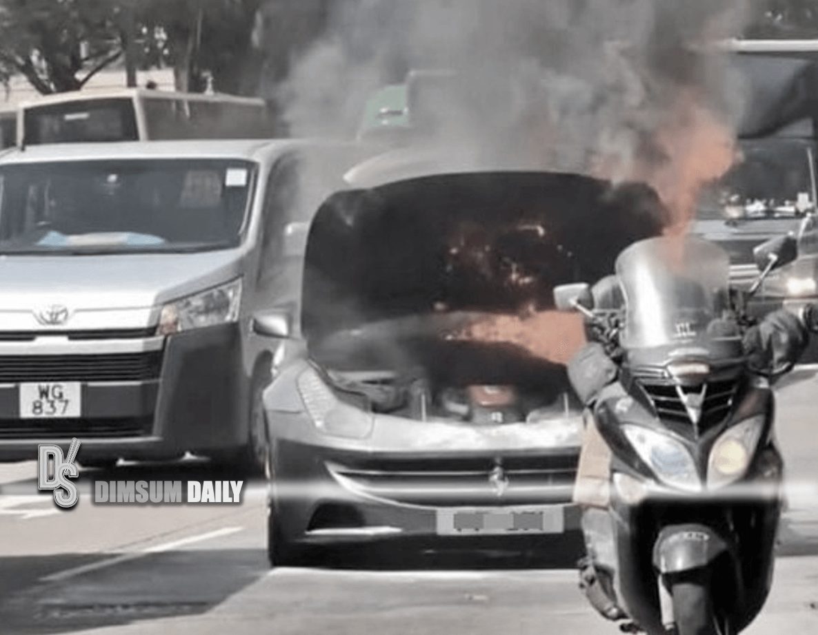 Ferrari catches fire in Causeway Bay, driver escapes unharmed