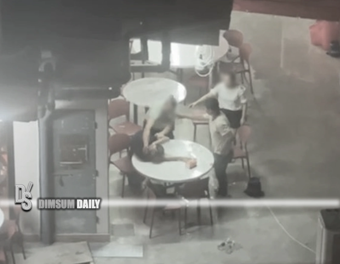 Men engage in physical confrontation at Kai Yip Estate food stall, one attacks with bottle