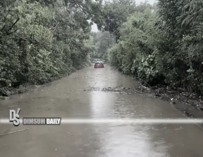 Flooding incident traps residents on Fan Kam Road in Sheung Shui