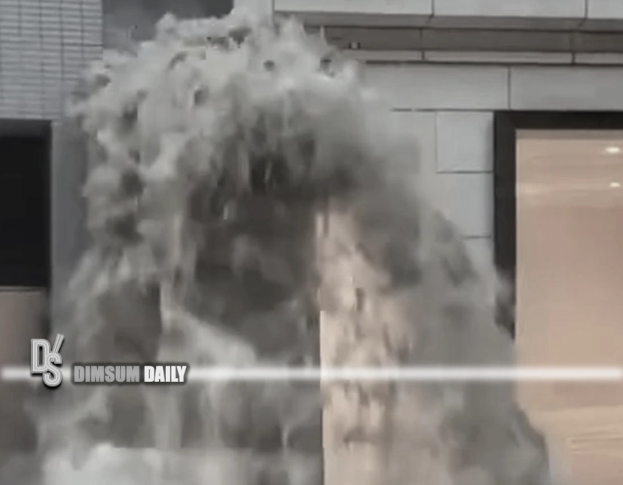 Conduit Road in Mid-Levels faces intense flooding during Black Rainstorm