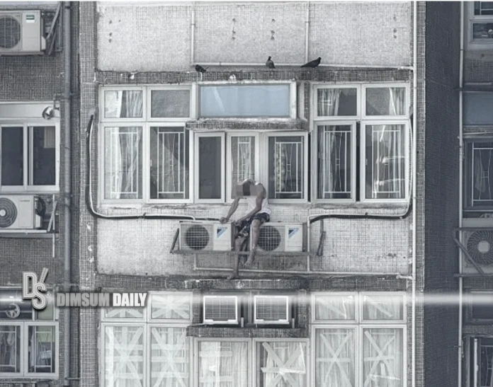 Elderly man spotted perched on high-rise window ledge in Chai Wan
