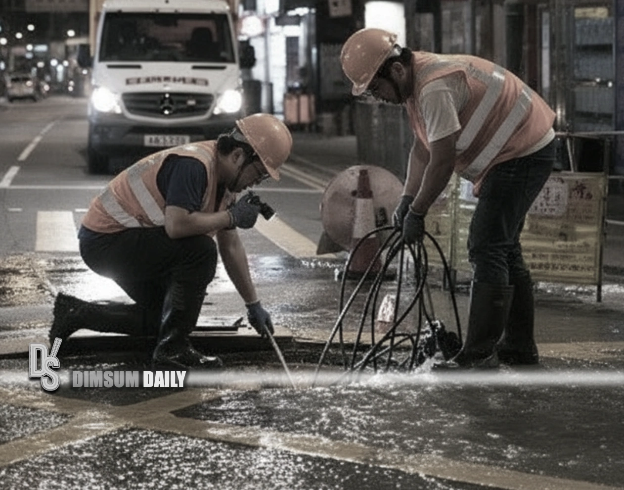 Water main burst creates early morning geyser in North Point