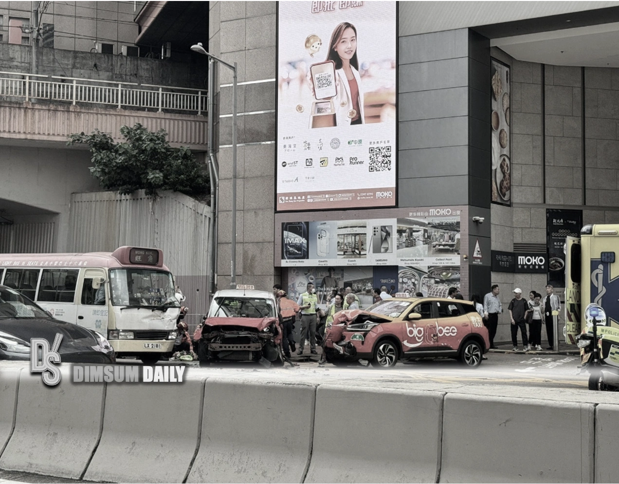 Multiple injuries after three-vehicle crash outside MOKO in Mong Kok ...