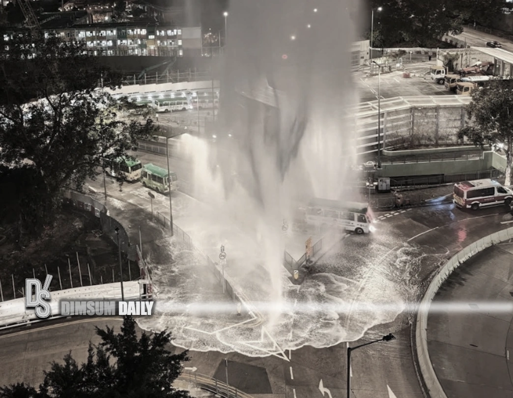Towering water geyser halts traffic after major mains burst in Wong Tai Sin