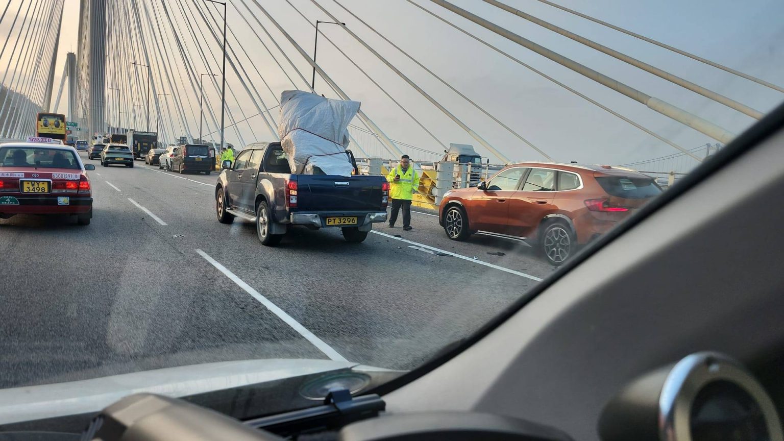 Nine-vehicle pile-up on Ting Kau Bridge snarls morning traffic