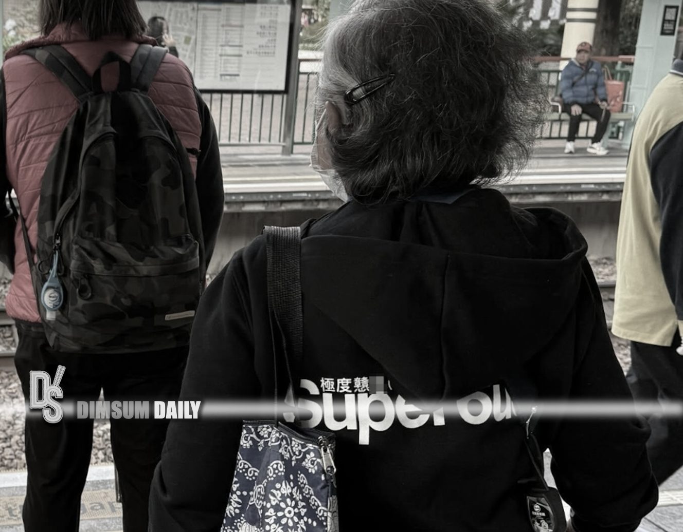 Stylish granny shocks commuters with cheeky slogan hoodie
