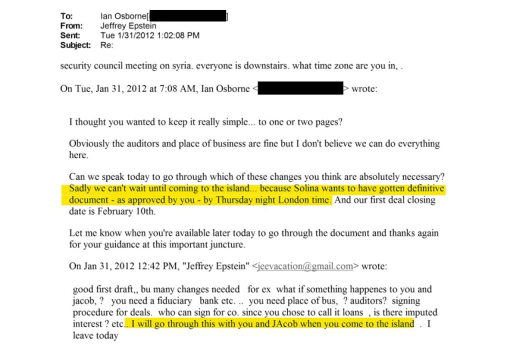 Emails link Ian Osborne’s outreach to Solina Chau and Li Ka-shing as ...