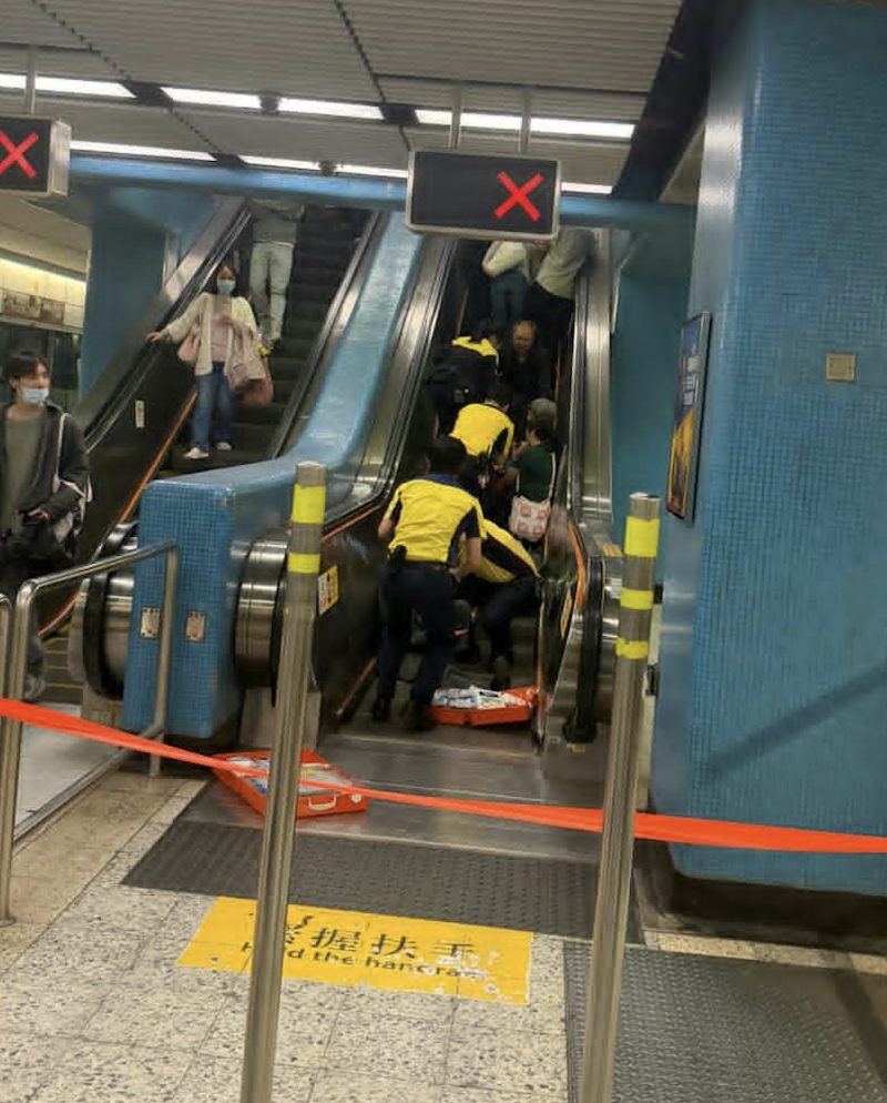Two elderly passengers injured in escalator fall at MTR Kowloon Tong ...