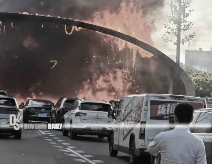 Fire erupts on Shenzhen’s Nanping Expressway after multi‑vehicle collision