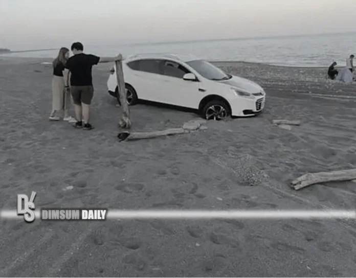 Hong Kong couple rescued after vehicle gets stuck on Taiwan beach