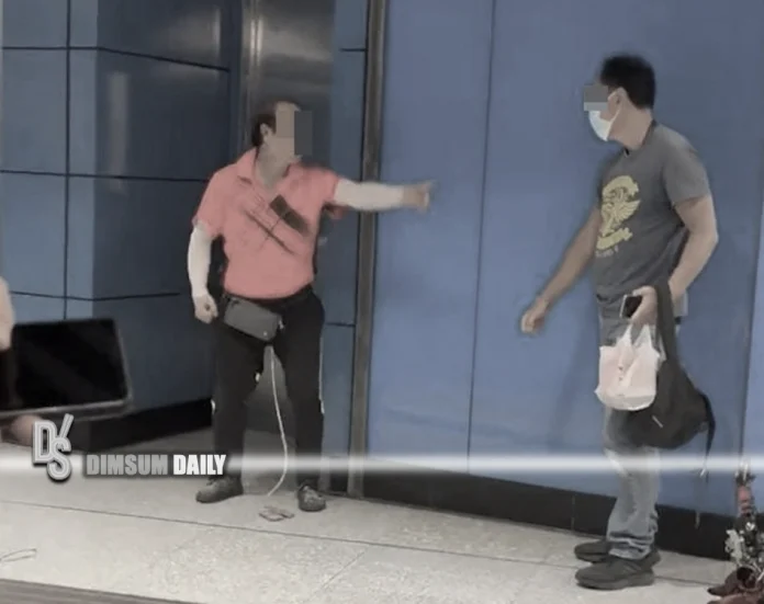 Two men brawl on MTR Admiralty Station platform