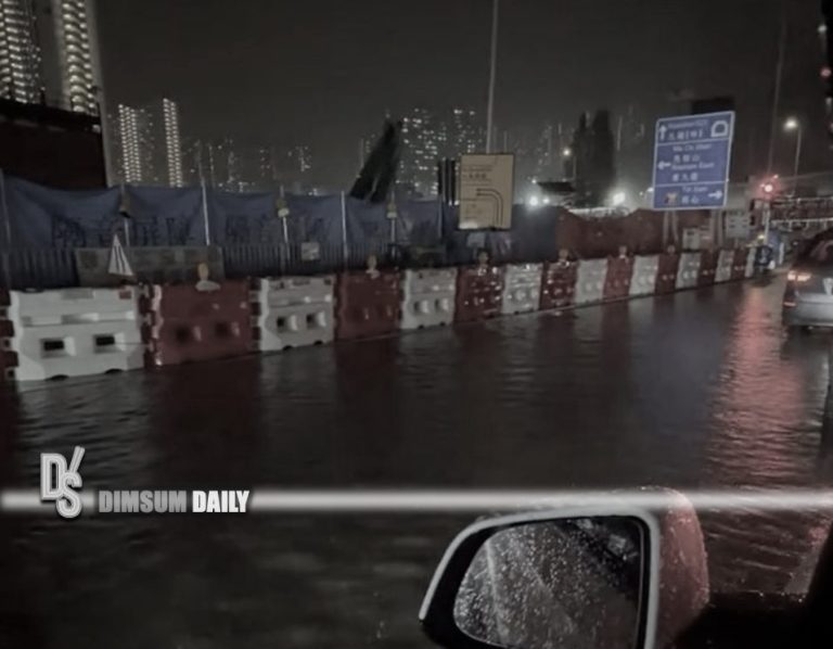 Amber Rainstorm triggers flooding in Sha Tin