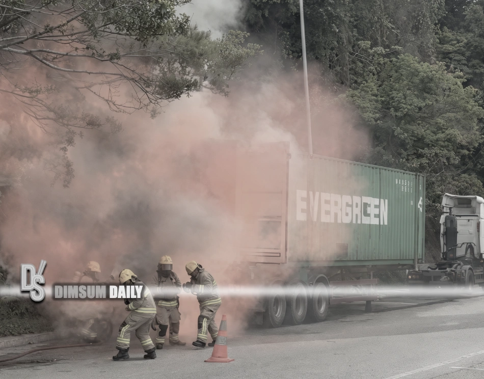 Lithium battery truck erupts in fireball on Tsing Yi Road